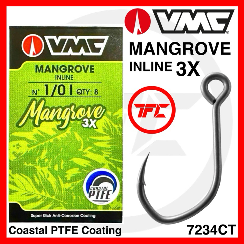 VMC Mangrove Inline 3X Strong Single Hook 7234CT 7234 Coastal PTFE Coating | Shopee Malaysia