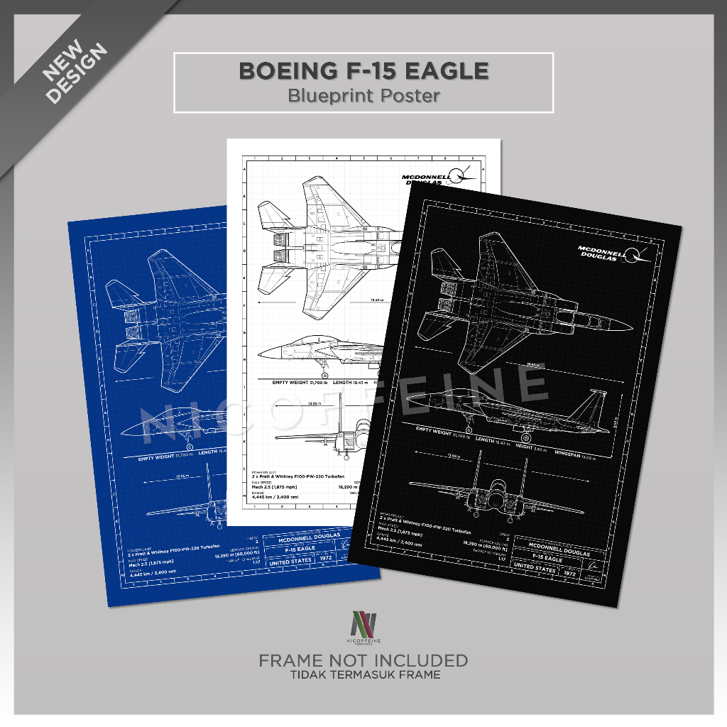 [Poster Only] McDonnell Douglas Boeing F 15 Eagle Military Jet Minimal ...
