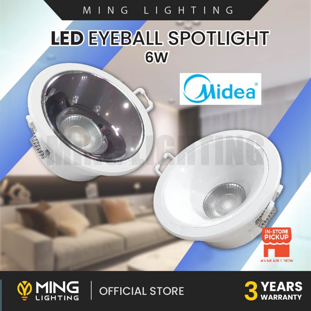 MIDEA LED Eyeball 6W Recessed Spotlight Downlight Home Lighting Room ...