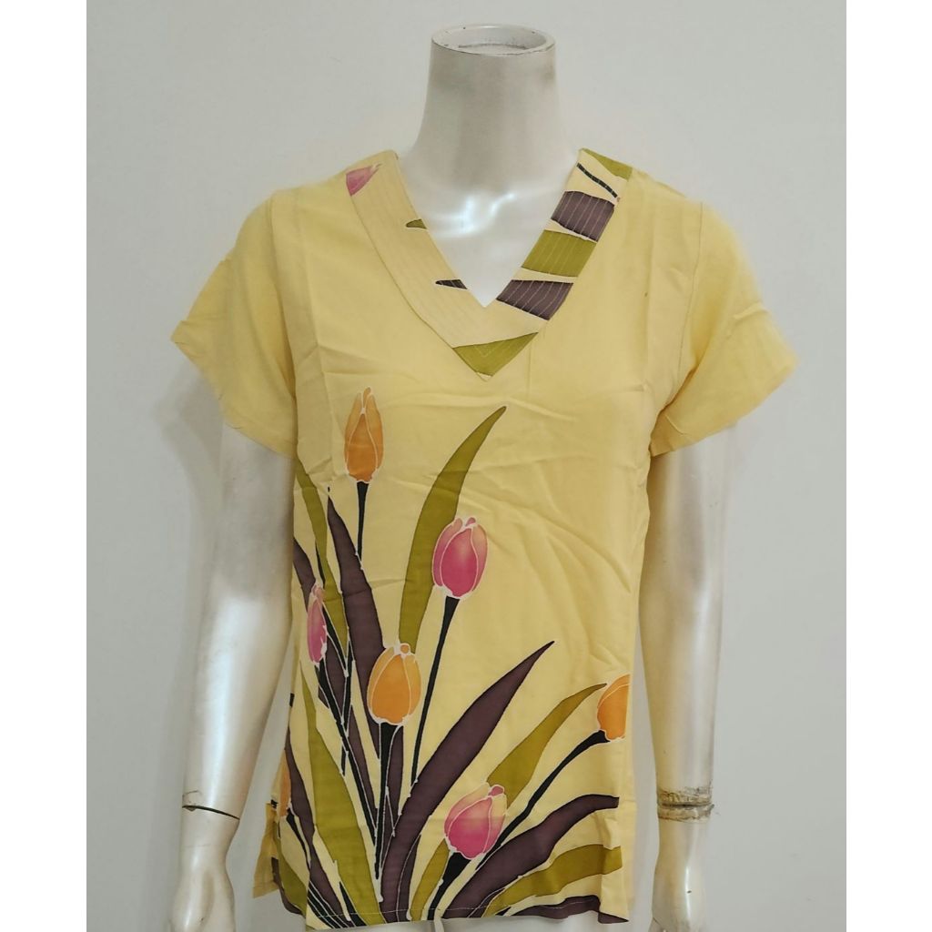 (READY STOCK) SW0086GHD Batik Handrawn Lady Blouse Baju Batik Tangan ...