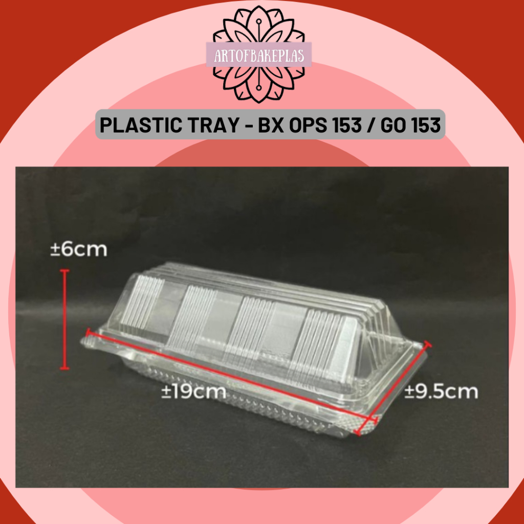 OPS-153 GO-153 Plastic Tray with Lock {50pcs} / Bakery Disposable Clear ...