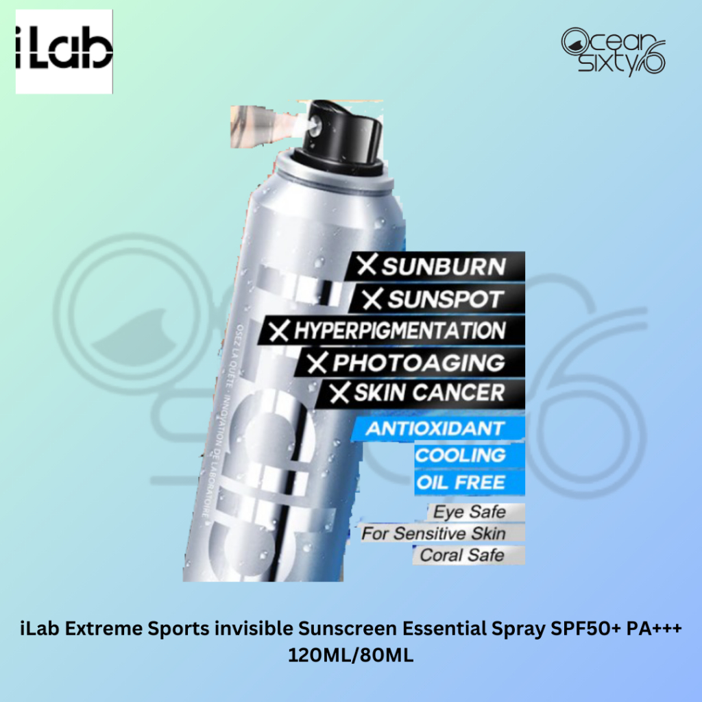 iLab Extreme Sports invisible Sunscreen Essential Spray SPF50+ PA ...