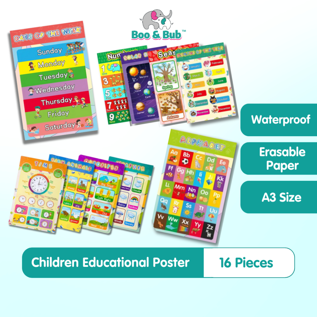 🐘Boo&Bub🐘 16PCS Big Educational Posters for Kids | Perfect for Children ...
