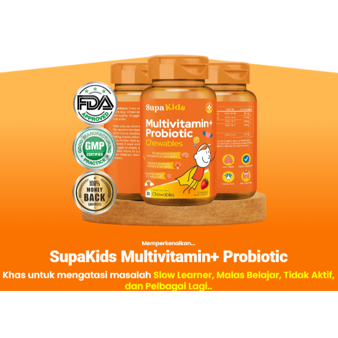 SUPA KIDS MULTIVITAMIN+ PROBIOTIC - 10X LEBIH BERKESAN UNTUK BAIKI ...