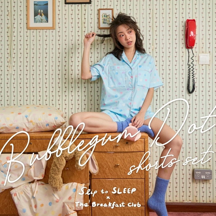Sliptosleep - Bubblegum Dot pajamas set - baju tidur cotton satin ...
