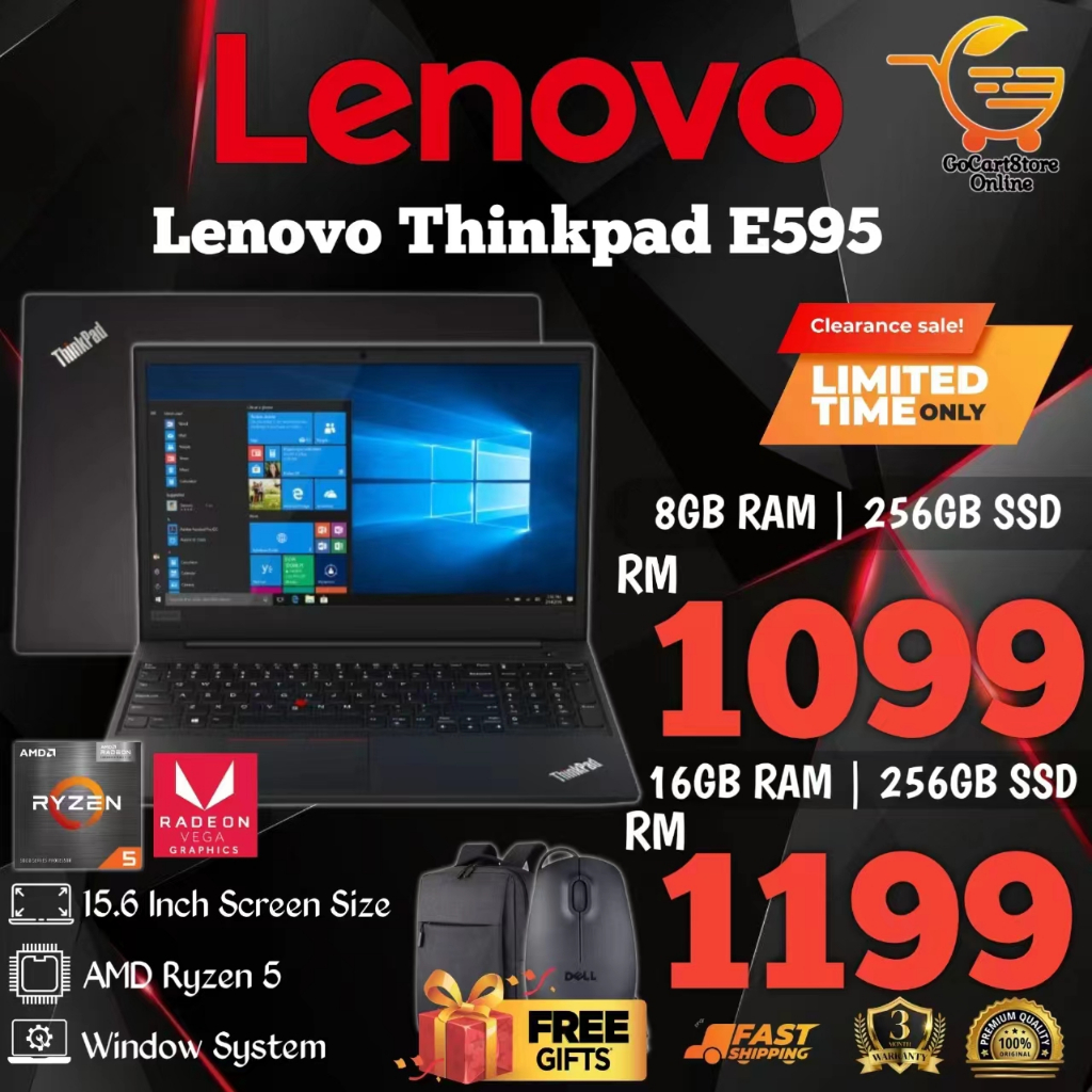 Lenovo Thinkpad E595 AMD Ryzen 5 3500u / 8gb ram / 256gb ssd | Shopee ...