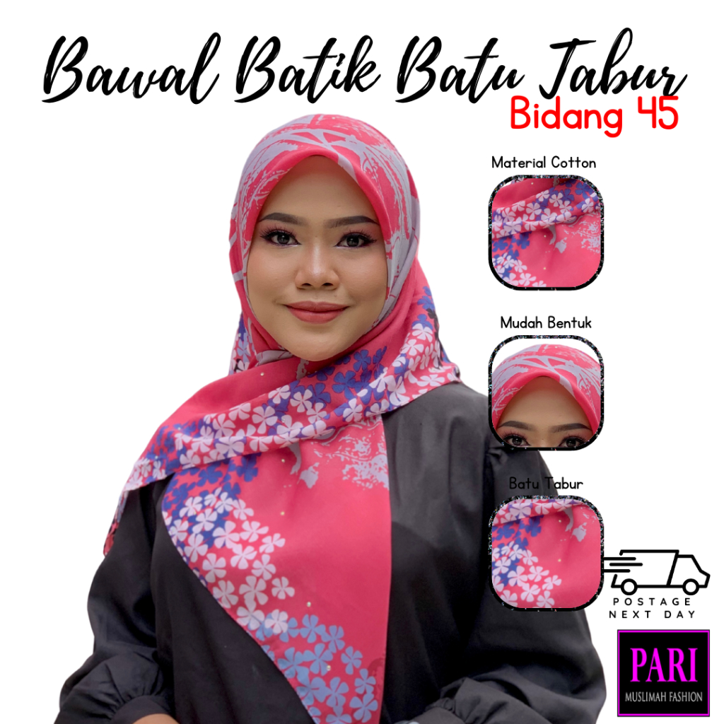 🔥NEW DESIGN🔥 Tudung Bawal Batik Batu Tabur Cotton Voile . Manik Corak ...