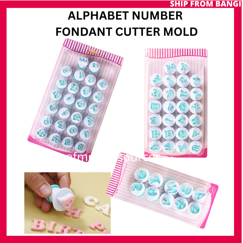 Alphabet and Number fondant cutter mold 26 uppercase and lowercase ...