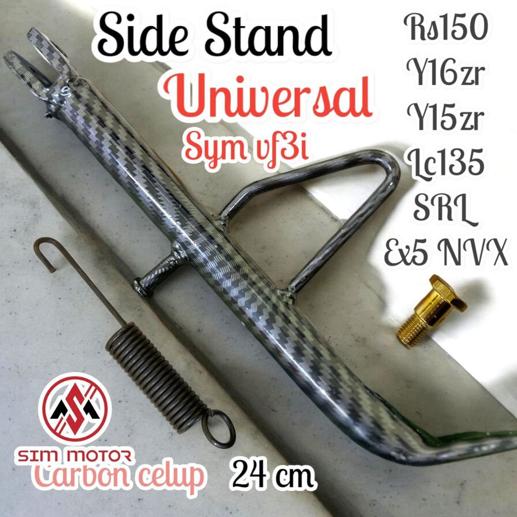 CARBON UNIVERSAL TITANIUM SIDE STAND SINGLE SPRING TONGKAT MOTOR LC135 ...