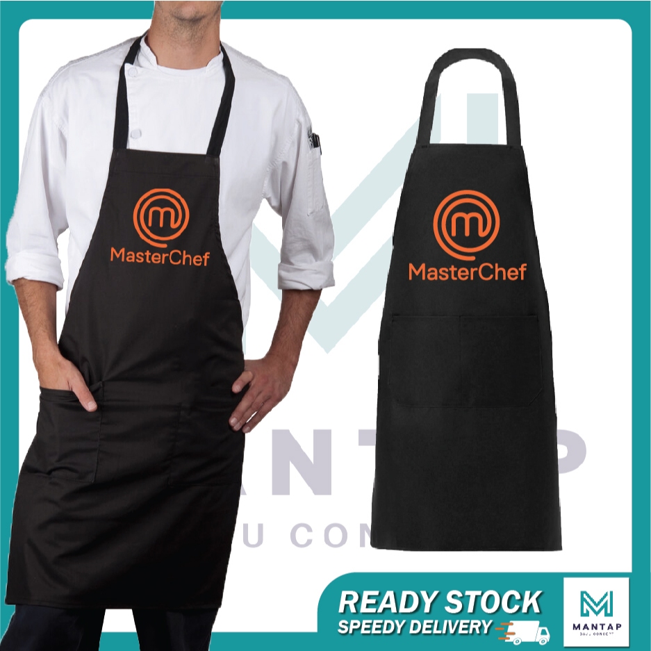 Apron MASTER CHEF APRON MASTERCHEF LOGO PLAIN COLOUR pocket OIL Proof ...