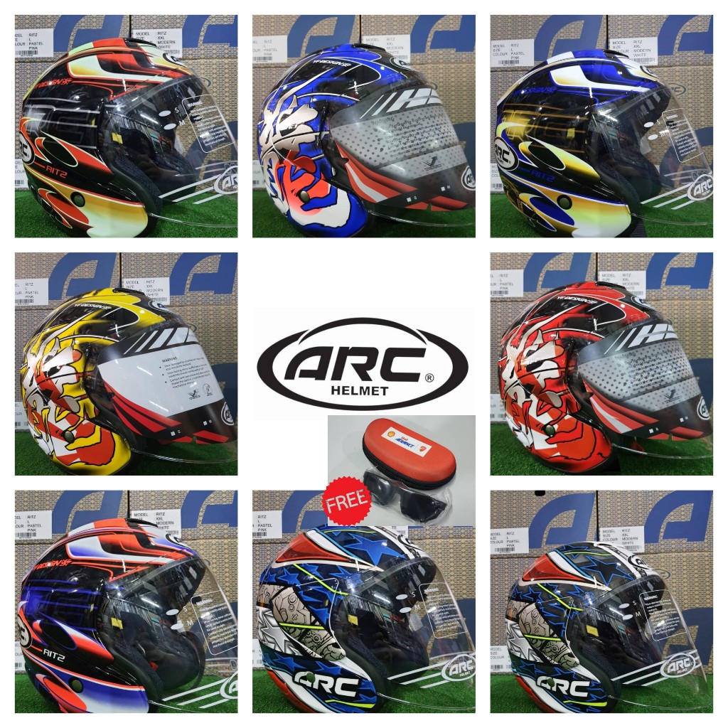 "CLEAR STOK"SARAWAK"HELMET MOTORCYCLE ARC RITZ (MODERN,PASTEL,2TONE ...
