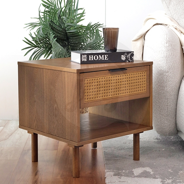 Meja Sisi Rotan KARIN Muji Bedside Table Minimal Rattan Drawer End ...
