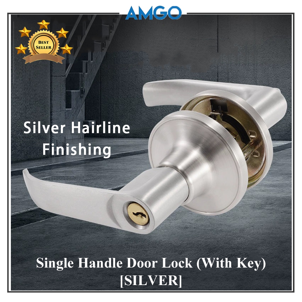 AMGO Tubular Lever Cylindrical Cylinder Door Lock Tombol Pintu Bilik ...