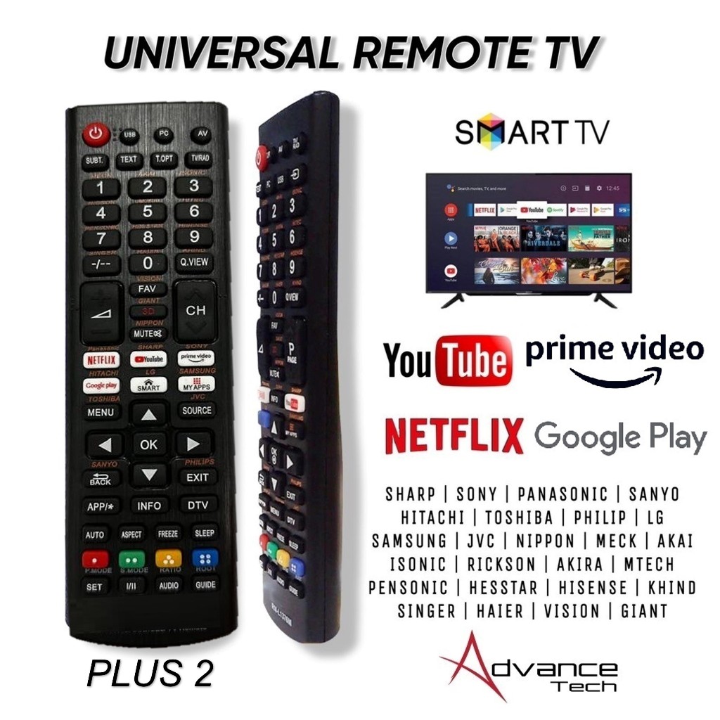 Universal TV Remote PLUS X99 SMART TV LCD LED WITH BUTTON NETFLIX ...