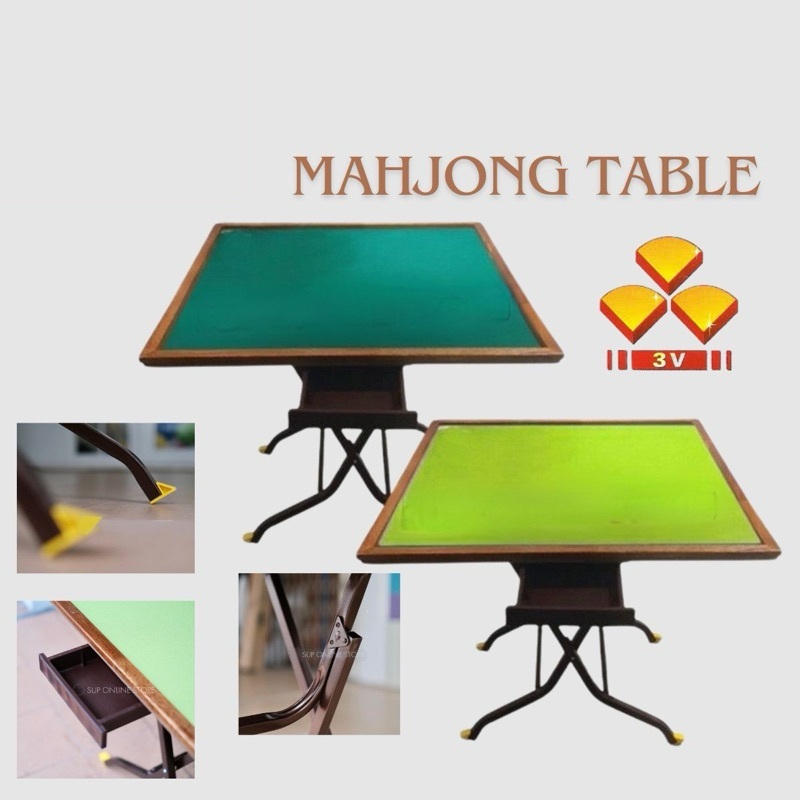 3V Mahjong & Lami Table / Fordable Square Mahjong Table / Meja Judi ...