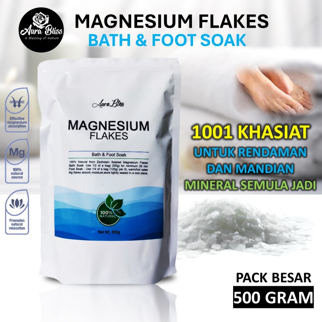 [Free Mg Oil] Magnesium Flake 500gram Aura Bliss Garam Rendaman Kaki ...