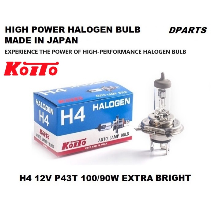 100% Original Koito H4 12V P43T 90/100W Halogen High Power Light Bulb ( Made in Japan ) 100% ...