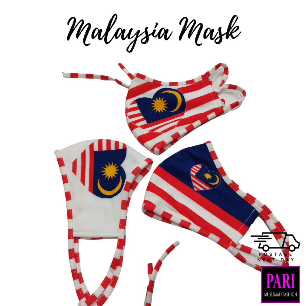 Original Design MALAYSIA MERDEKA Fabric Face Mask 2Ply Unisex Tali ...