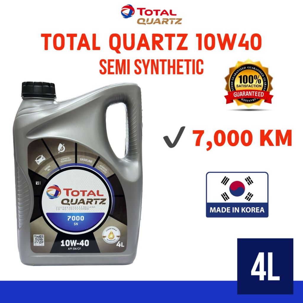 TOTAL QUARTZ 10W40 SEMI SYNTHETIC (4L) ENGINE OIL API SN/CF MINYAK ...