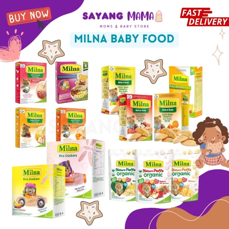 Milna Baby Food Cereal, Rice Cracker, Puffs & Biskut Rusk | Shopee Malaysia