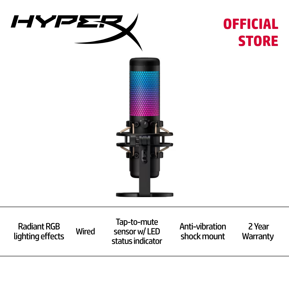HyperX QuadCast S RGB Lighting USB Gaming Microphone, Stereo ...