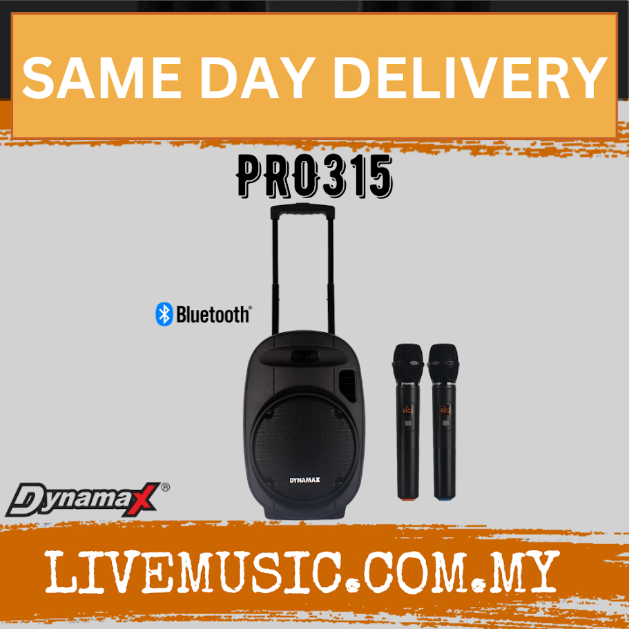 DYNAMAX PRO315 15" 180W Bluetooth Portable Active PA Speaker System ...