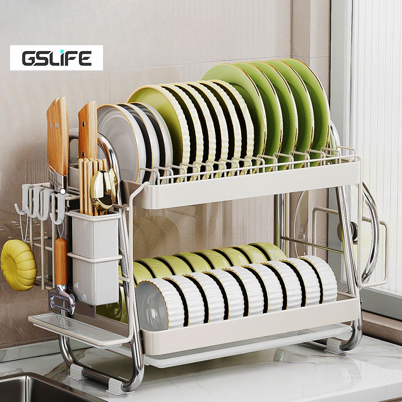 GSlife NEW Sturdy Dish Rack Stainless Steel 2/3 Layer Dish Drainer Rack ...