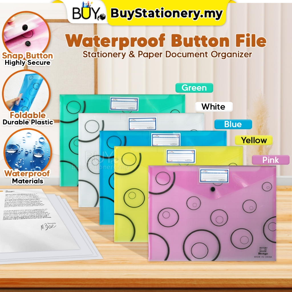 Benge A4 Transparent Snap Button File Document Filling Folder (1/Pcs ...