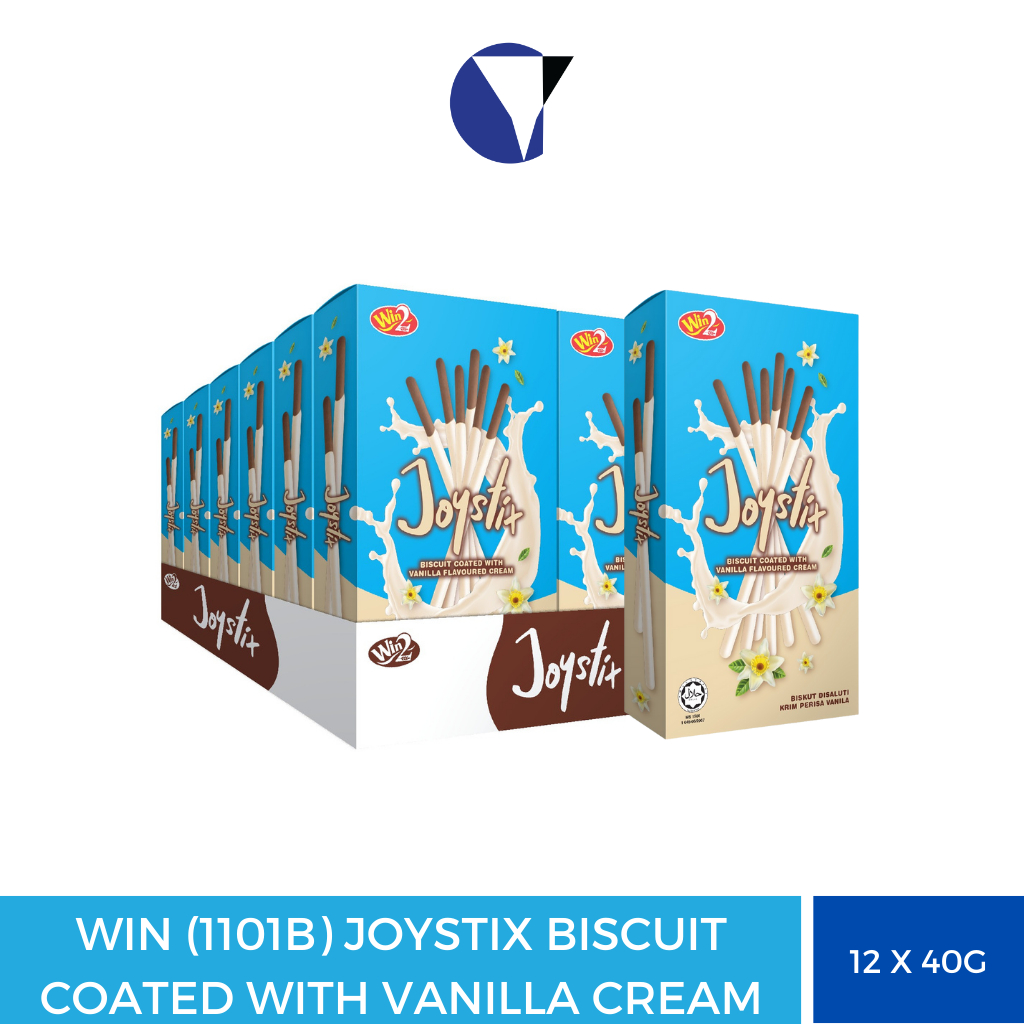 WIN2 JOYSTIX BISCUIT COATED WITH VANILLA/CHOCOLATE CREAM (12 X 40G ...