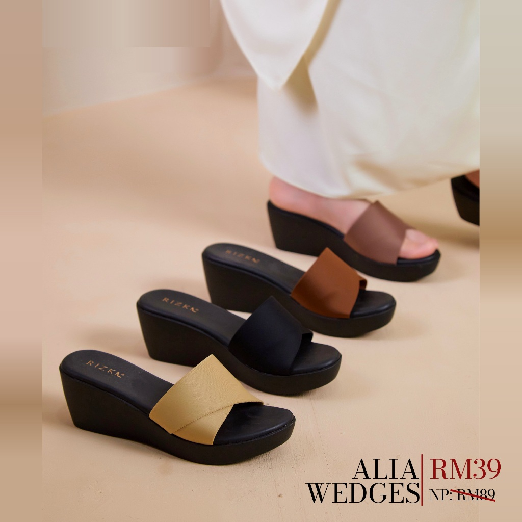 RIZKA Kasut Raya 2025 | Alia Wedges Elegent Style Wedges Raya [W005 ...