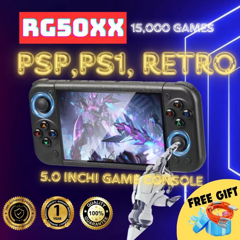 🇲🇾🔥PSP RG50XX 5.1 inch Support PSP, PS 1 & Retro Handheld Game Console ...