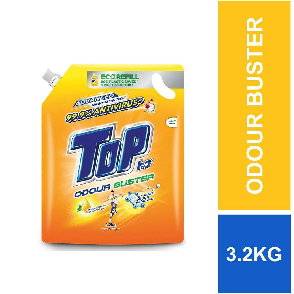Top Liquid Detergent Refill Pack 3.2kg - Odor Buster | Shopee Malaysia