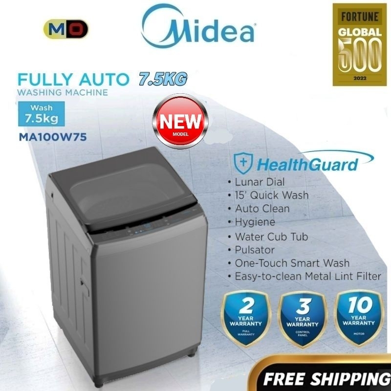 [ FREE SHIPPING ] NEW MIDEA 7.5kg Fully Auto Washing Machine Mesin ...