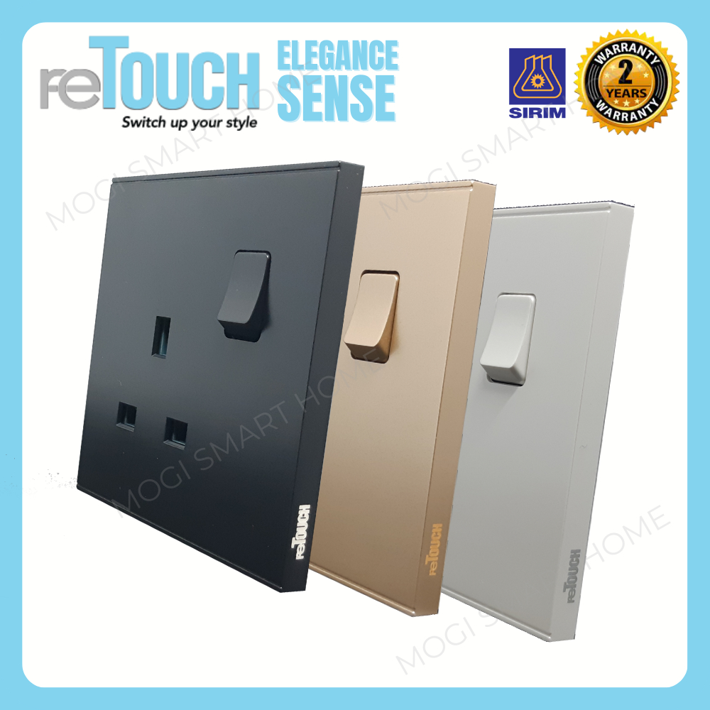 reTouch Elegance Sense 13A/15A Double Pole Switch Socket Outlet RJ45 ...