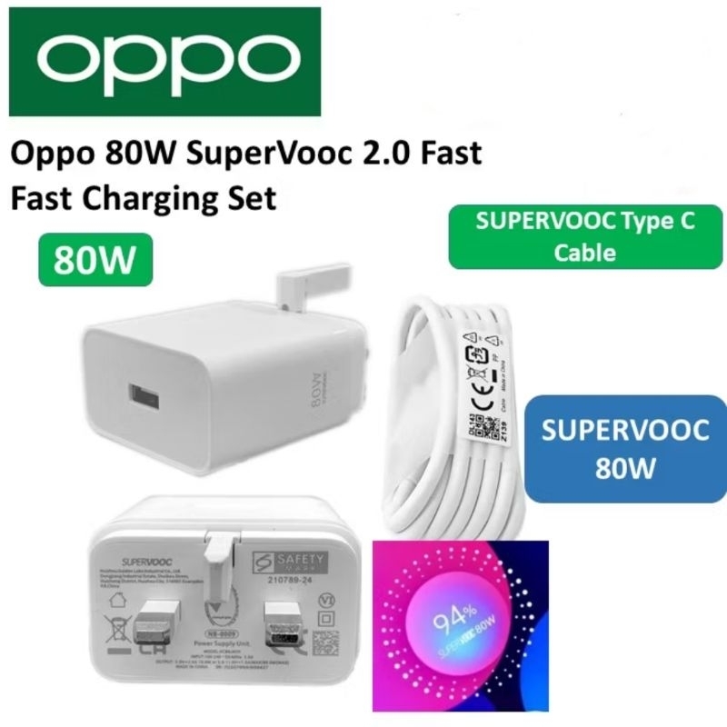 OPPO SuperVOOC 80W Charger 3.0 Adapter With Type-C USB Cable support Fast Charge Reno 8/8 Pro ...