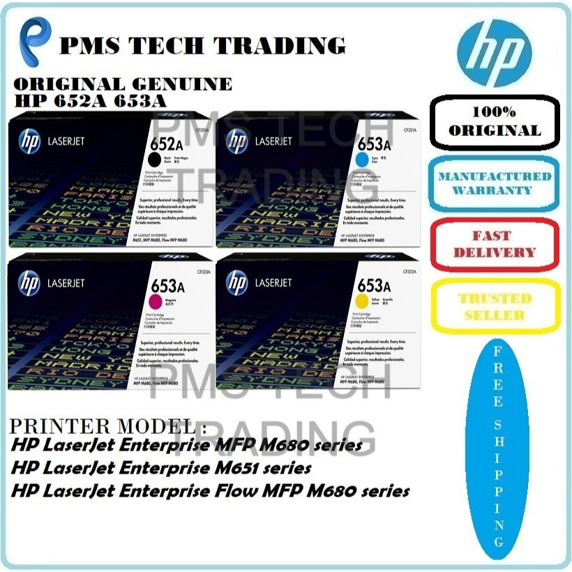 HP ORIGINAL CARTRIDGE 652A 653A CF320A CF321A CF322A CF323A MFP M680 ...