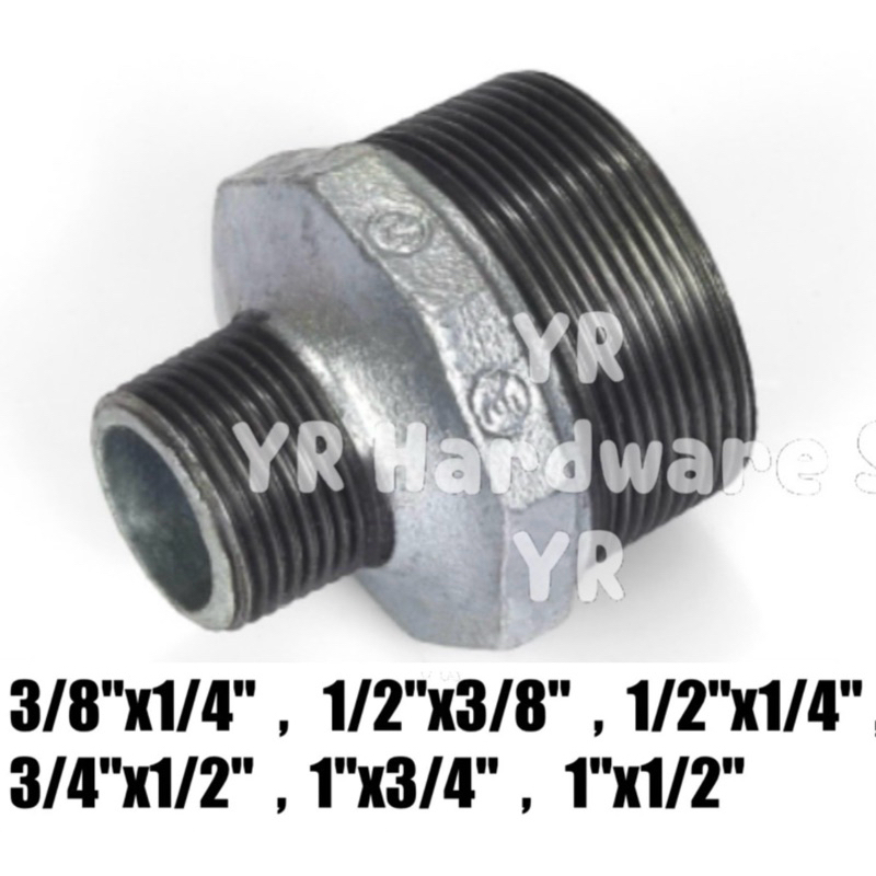 Gi Reducing Nipple 3/8"x1/4", 1/2"x3/8" , 1/2"x1/4" 3/4"x1/2" , 1"x3/4",1"x1/2"Galvanized ...