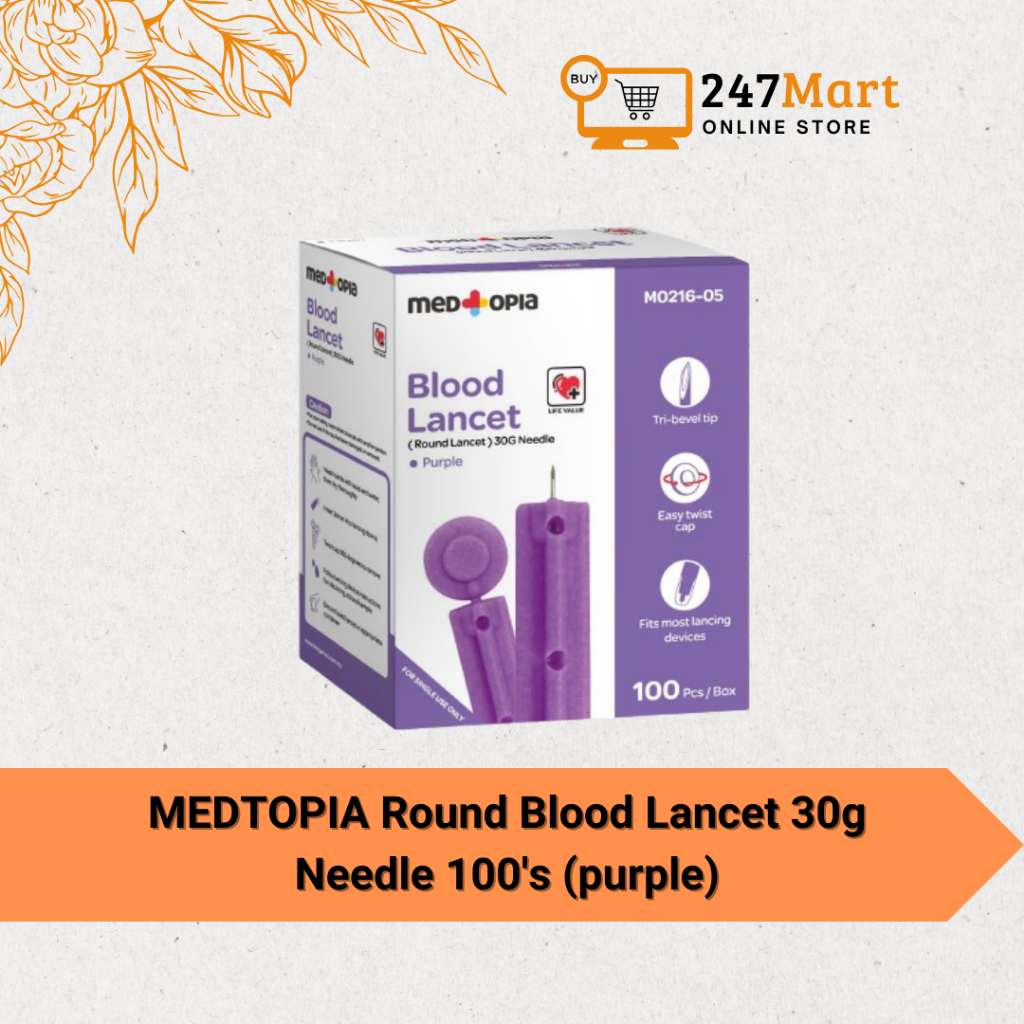 MEDTOPIA Round Blood Lancet 30g Needle 100's (purple) | Shopee Malaysia