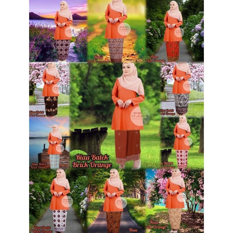 BRICK ORANGE OREN BATA [ XS-5XL ] PLUS SIZE KEBARUNG KURUNG RIAU BATIK ...