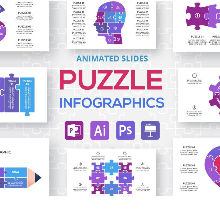 Puzzle Animated Infographics Presentation Template PowerPoint and ...