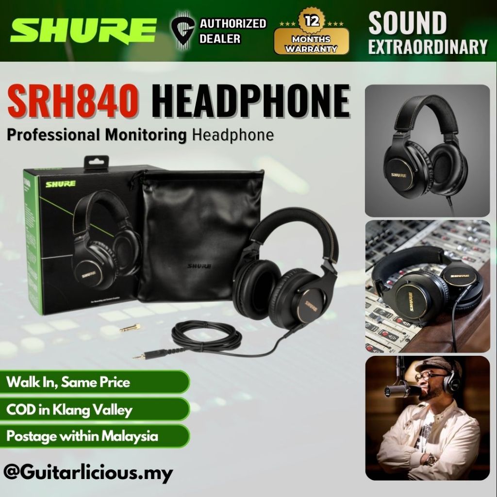 Shure SRH840A Professional Monitoring Headphone (SRH-840 / SRH840 ...