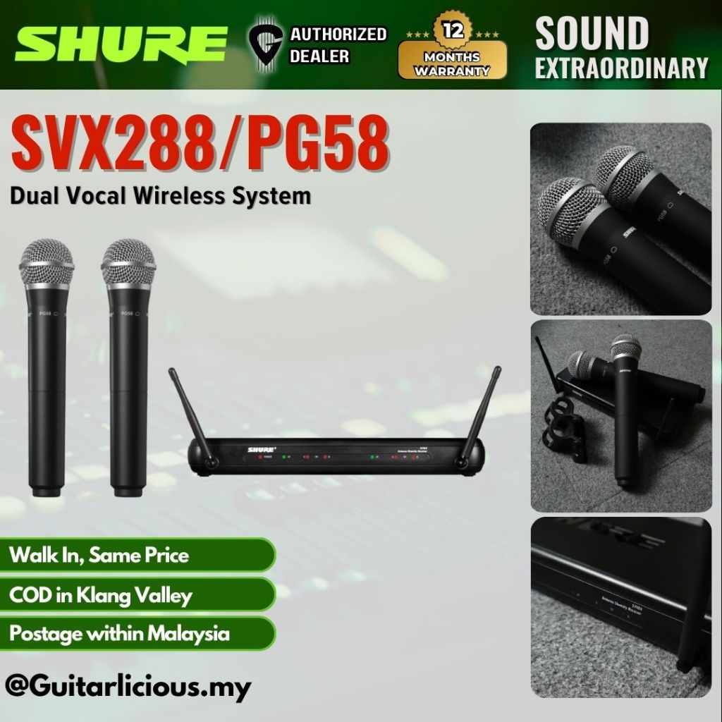 Shure SVX288/PG58 Dual Vocal Wireless Microphone System with PG58 ...
