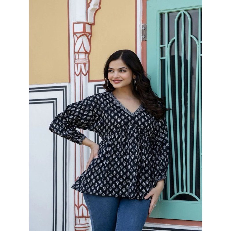 Stylish Cotton short kurti (LIMITED EDITION)-Indian Tops Only-3/4 ...