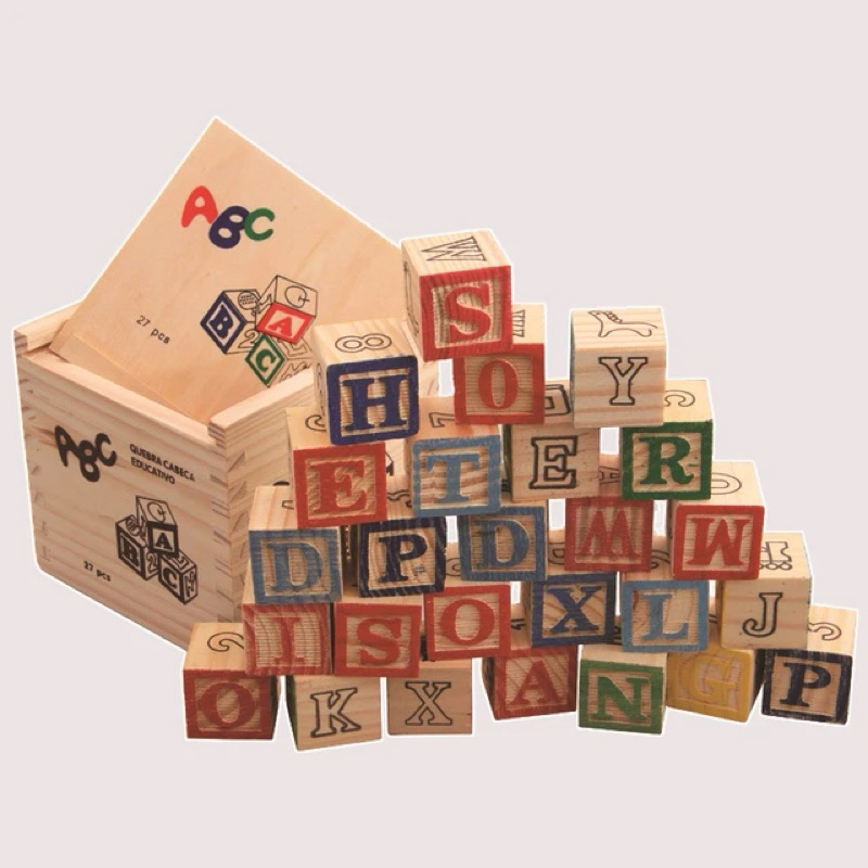 27 Piece ABC 123 Wooden Blocks Montessori ABC Printing Blocks Stacking ...
