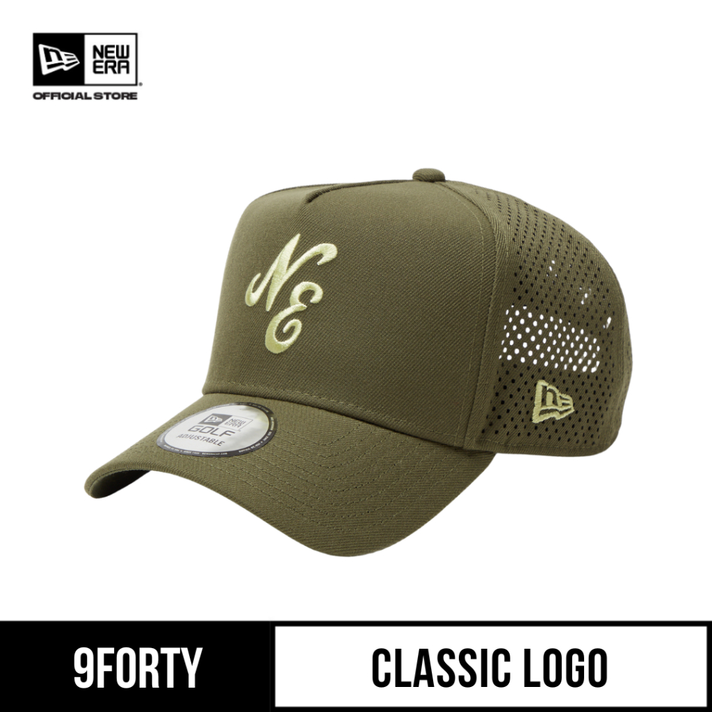 New Era 9FORTY A-Frame Golf New Era Logo Laser Perforated Olive ...