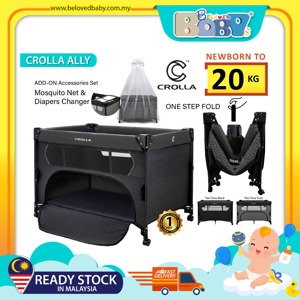 (UPGRADED) Crolla Ally Foldable Bedside Baby Playpen One Side Sliding ...