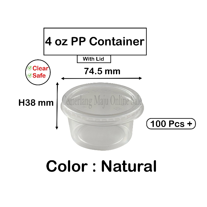 Disposable 4oz/8.5oz Round Container with Clear Lid – Pudding/Dadih ...
