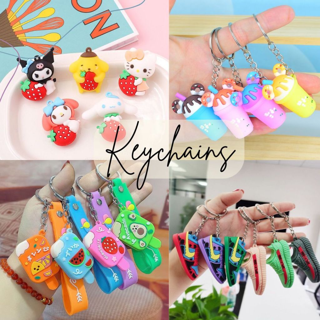 Fruites Capybara Smurfs Boba tea cute korean ins keychain bag keychain ...