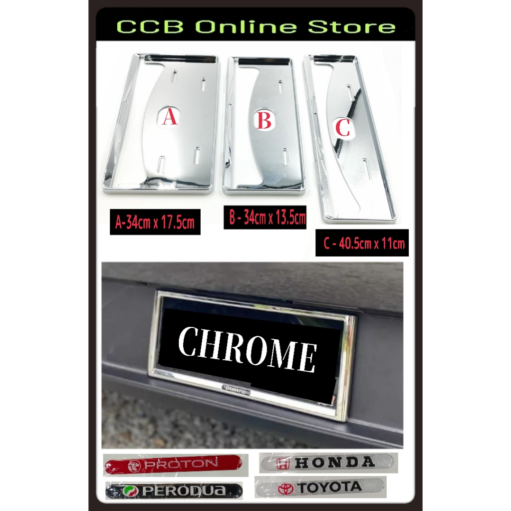 JDM Chrome Car License Plate Number Plate Frame Cover x 1pc + Logo ...