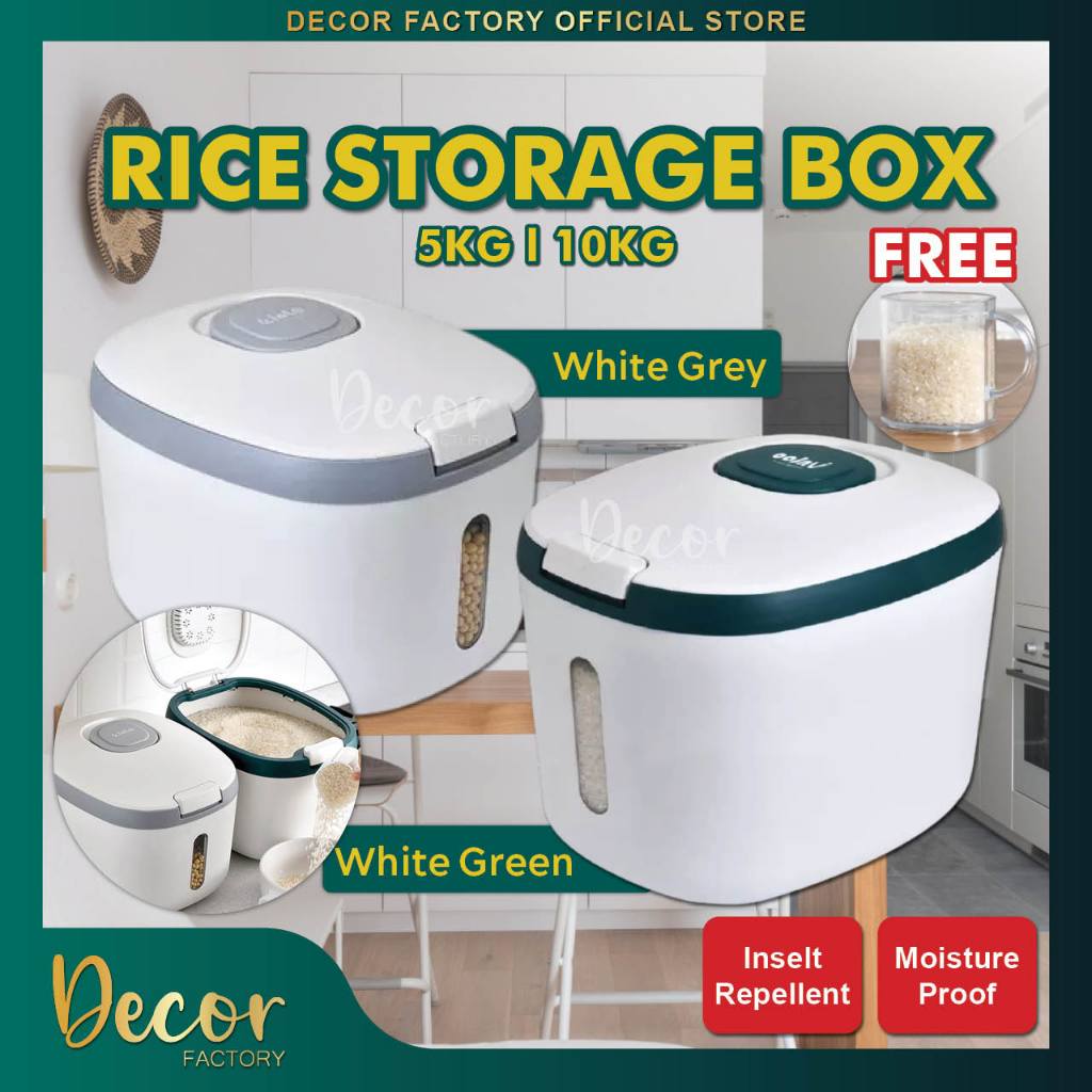 5KG / 10KG Rice Storage Rice Dispenser Container Rice Container Kitchen ...